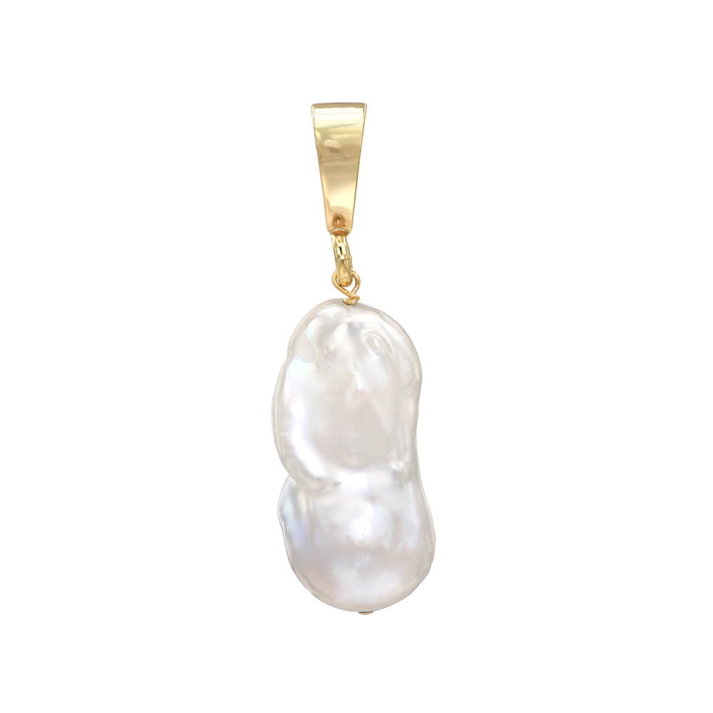 Jean Joaillerie Large White Baroque Freshwater Pearl 14K Gold Vermeil